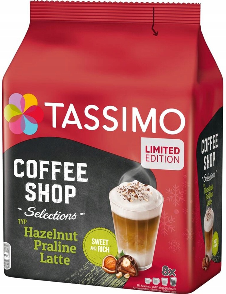 Kapsułki TASSIMO Hazelnut Praline Latte 8 kaw - 14411367569 - oficjalne archiwum Allegro