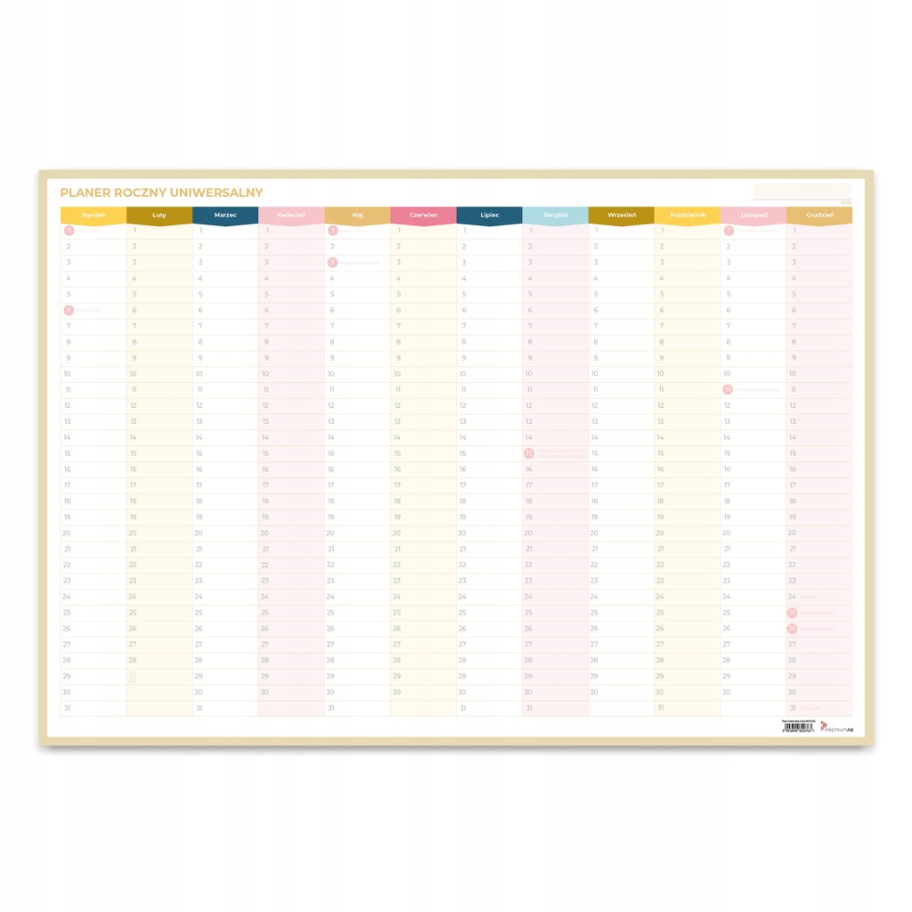 Planer roczny suchościeralny B1 uniwersalny PASTEL - 8547866672 ...