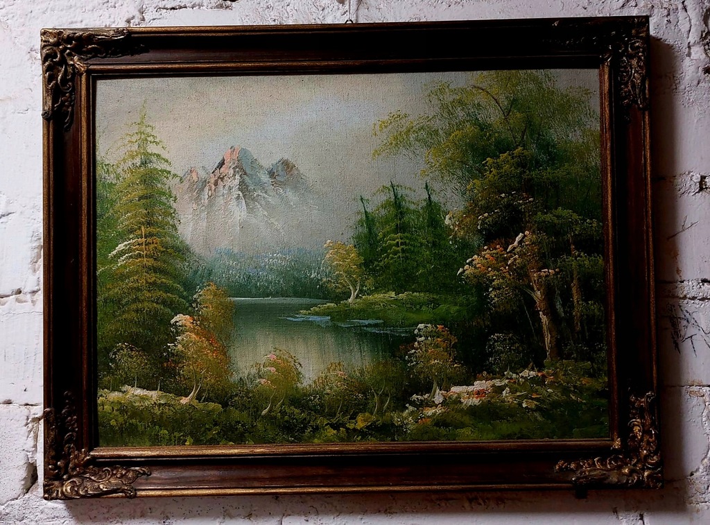 pejzaż - stara rama - 12601182097 - oficjalne archiwum Allegro