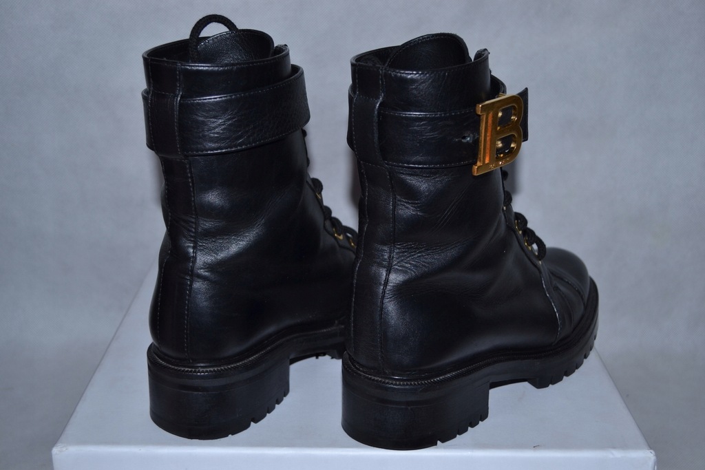 BALMAIN PARIS BLACK RANGER BOOTS BUTY SKÓRA NEW 38 - 12695285949 ...