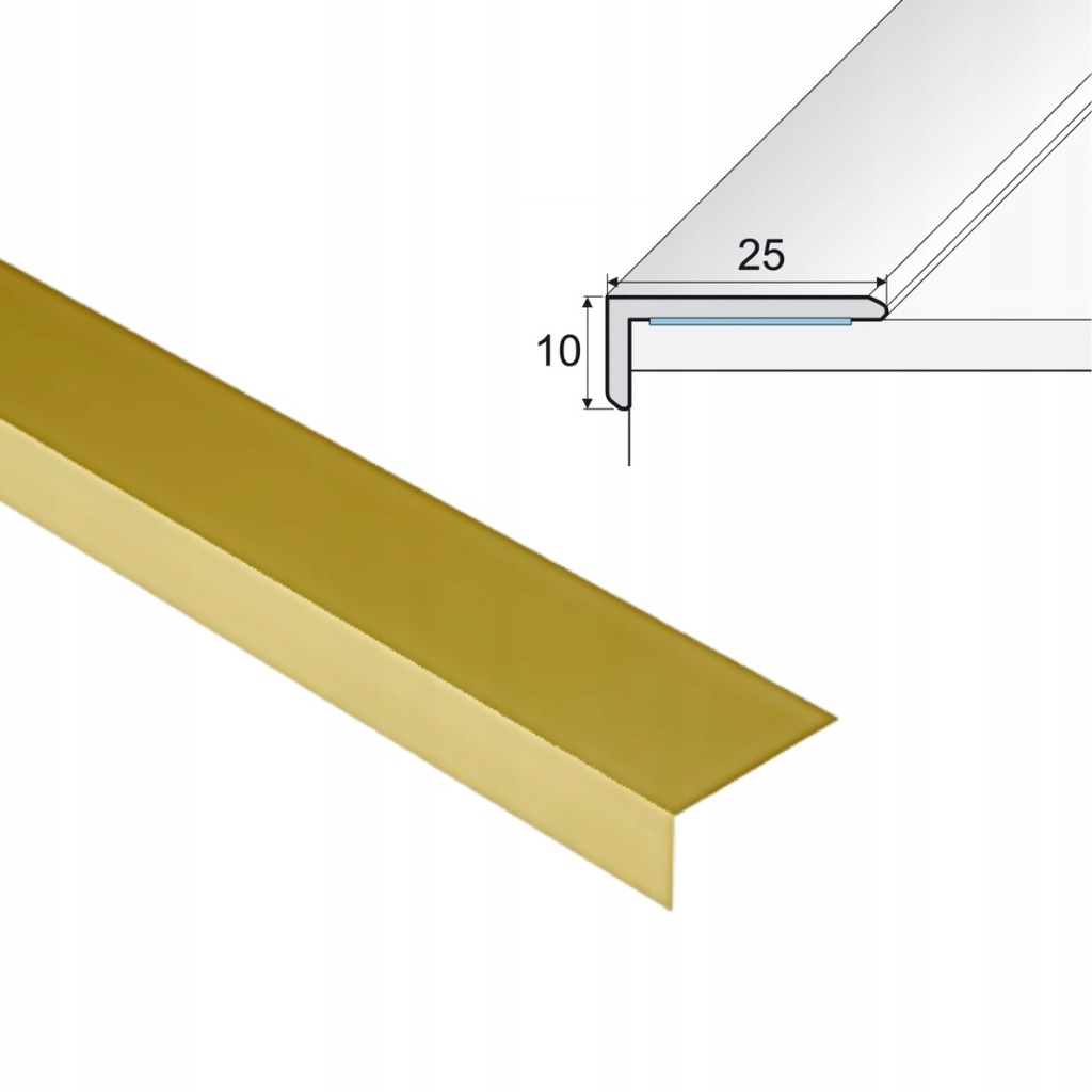 Listwa Schodowa Samoprzylepna Aluminiowa 25x10mm 100cm Arbiton PS1K ZŁOTA - 16686830729 ...