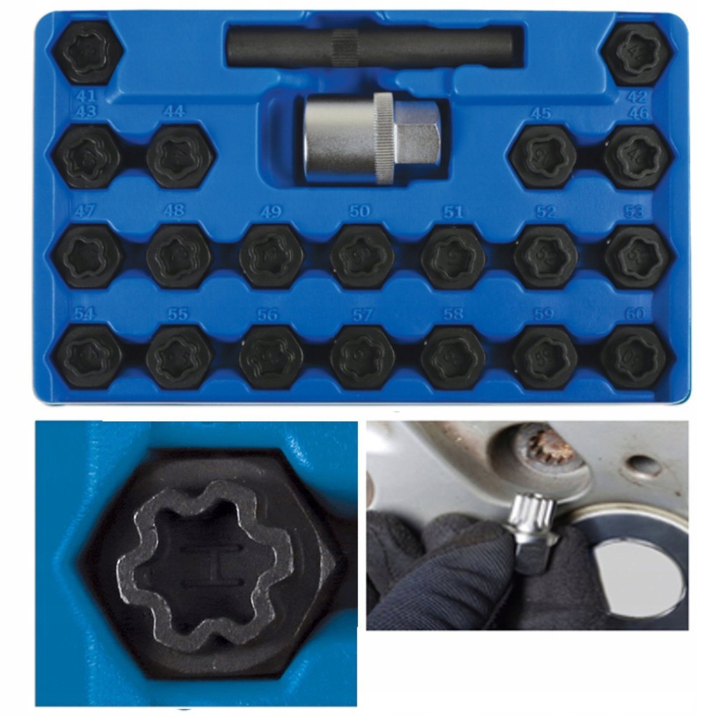 WYKRĘTAKI KLUCZE ZABEZPIECZEŃ KÓŁ VAG AUDI T40073 - 7439118177 ...