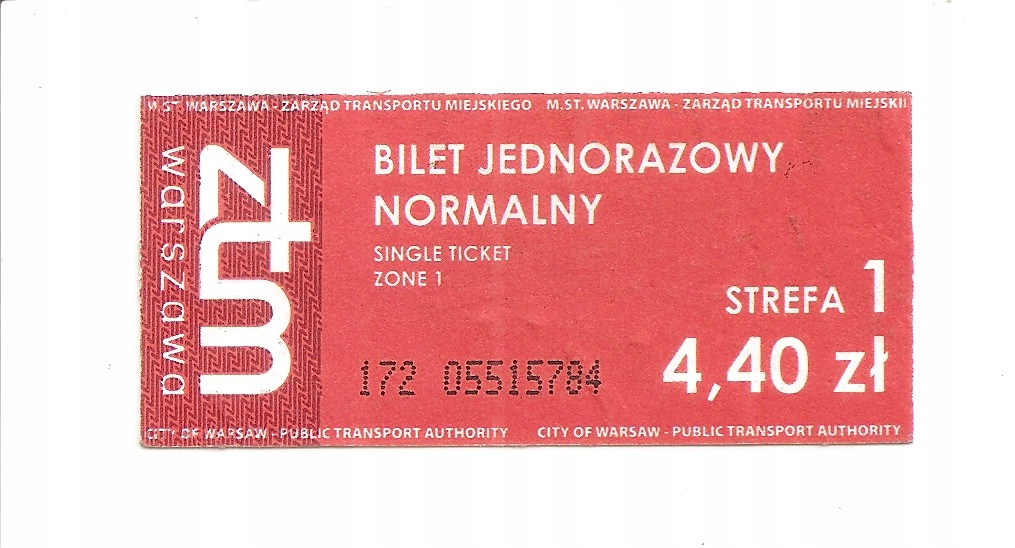 ZTM WARSZAWA - BILET ZA 4.40 ZŁ NORMALNY. - 12403131937 - oficjalne archiwum Allegro