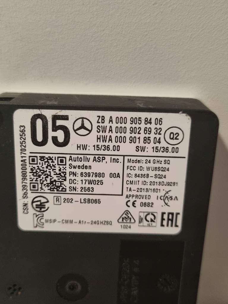 MERCEDES CZUJNIK RADAR SENSOR A0009058406 - 12958952639 - oficjalne ...