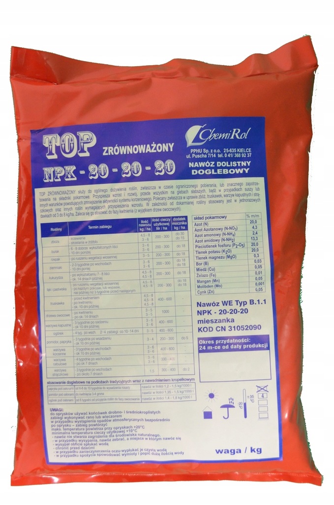 Top NPK 20-20-20 10kg nawóz dolistny, zrównoważony - 12622995903 - oficjalne archiwum Allegro