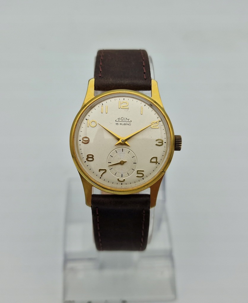 ZŁOCONY MĘSKI PRIM CZECHOSLOVAKIA SUB-SECOND LATA 60-TE - IDEAŁ ...