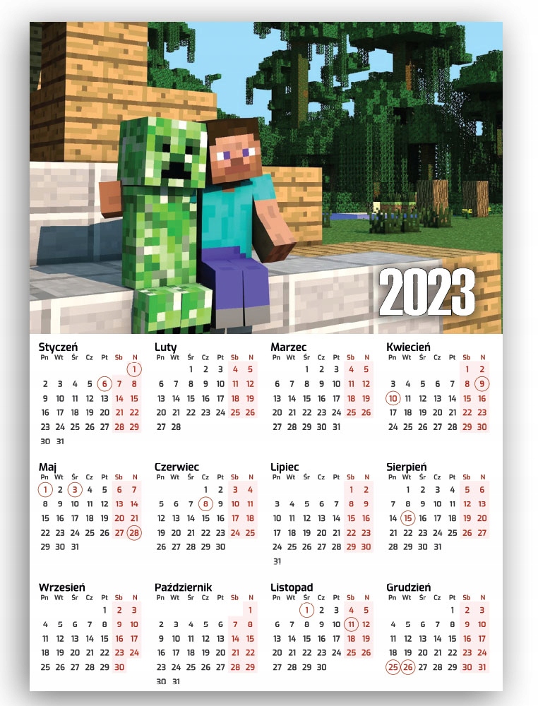 KALENDARZ PLAKATOWY A4 PDM MINECRAFT 02 2023 - 12720787519 - oficjalne ...