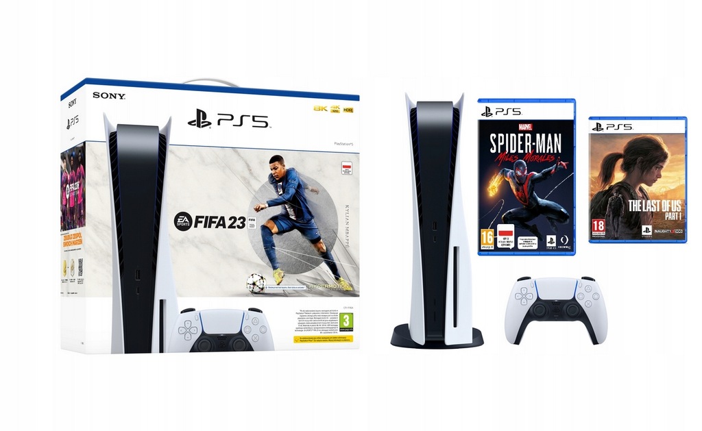 Konsola Sony PlayStation 5 1 Pad + 3 gry CFI-1216A - 13329273168 ...