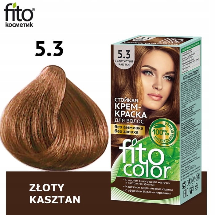 FITOCOLOR FARBA DO WŁOSÓW 5.3 ZŁOTY KASZTAN - 9102391420 - oficjalne archiwum Allegro