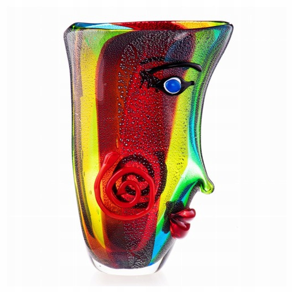 Wazon Artystyczny W Stylu Murano Twarz Kolorowy Szkło Antyki24 ...