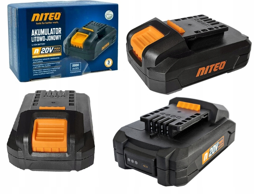 AKUMULATOR BATERIA LITOWO-JONOWY NITEO 20 V MAX Pojemność: 2000 mAh 3 ...