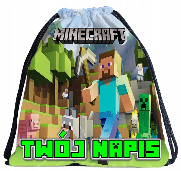 worek Plecak MINECRAFT worek TWÓJ NAPIS print - 11293634747 - oficjalne ...