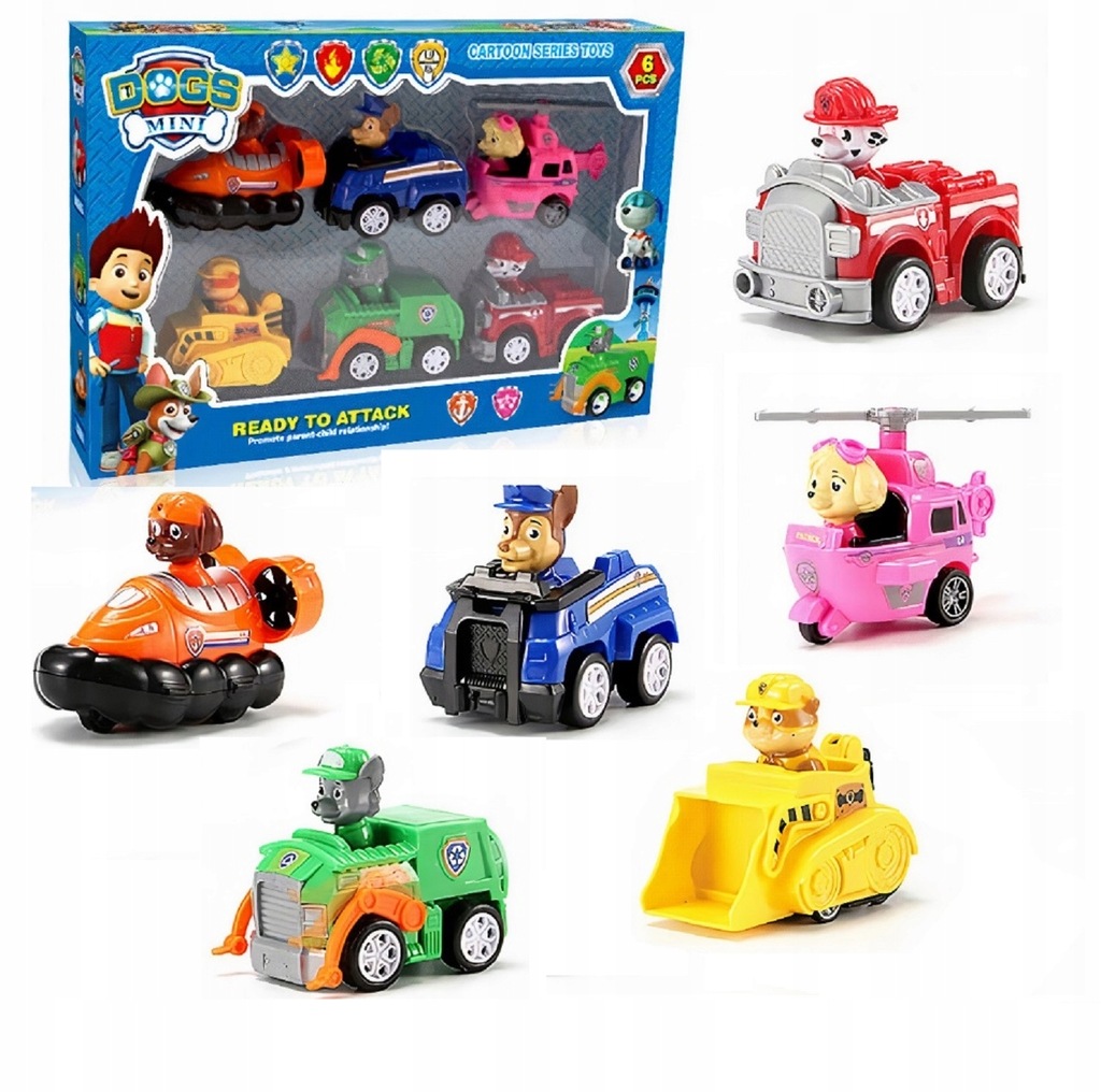 PSI PATROL FIGURKI AUTKA Z NAPĘDEM ZESTAW 6 SZT - 12993037208 ...