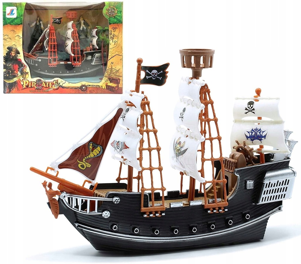 OKRĘT PIRACKI STATEK PIRACI PIRAT ŁÓDŹ + FIGURKI - 12723402306 ...