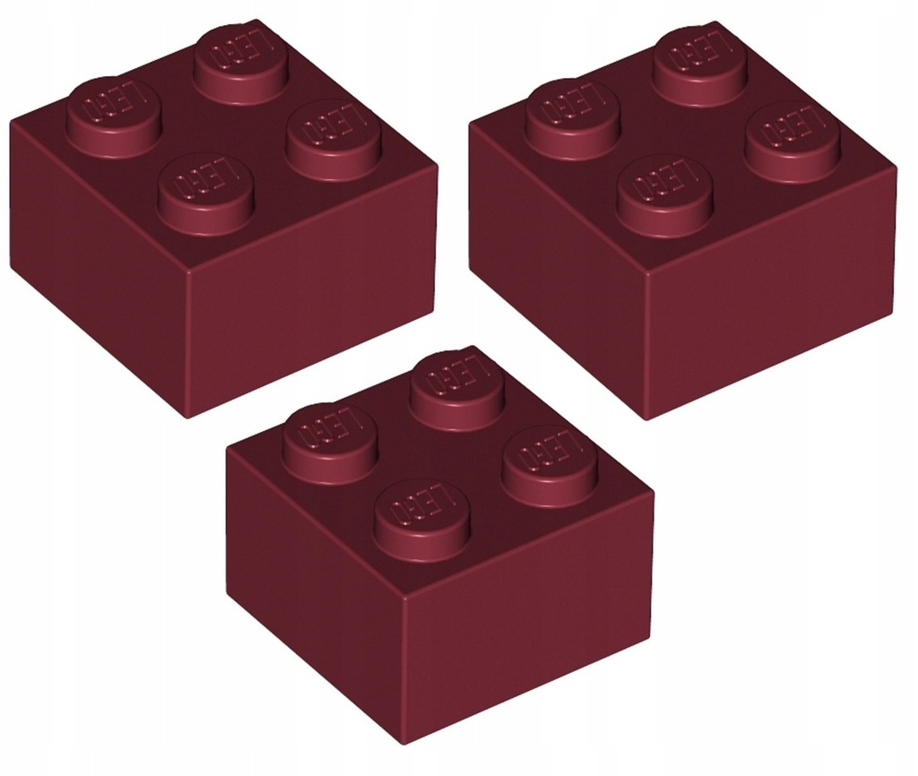 LEGO Klocek 2x2 Ciemny Czerwony 3003/4539104 3szt - 10922279166 - oficjalne archiwum Allegro