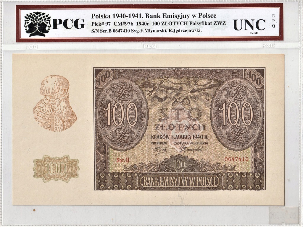 100 ZŁOTYCH FALSYFIKAT ZWZ 1940/1941 - 13561719386 - oficjalne archiwum ...