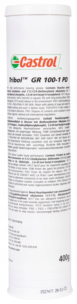 CASTROL TRIBOL GR 100-1 PD - ŁOŻYSKOWY TUBA 400 G - 12061103086 - oficjalne archiwum Allegro