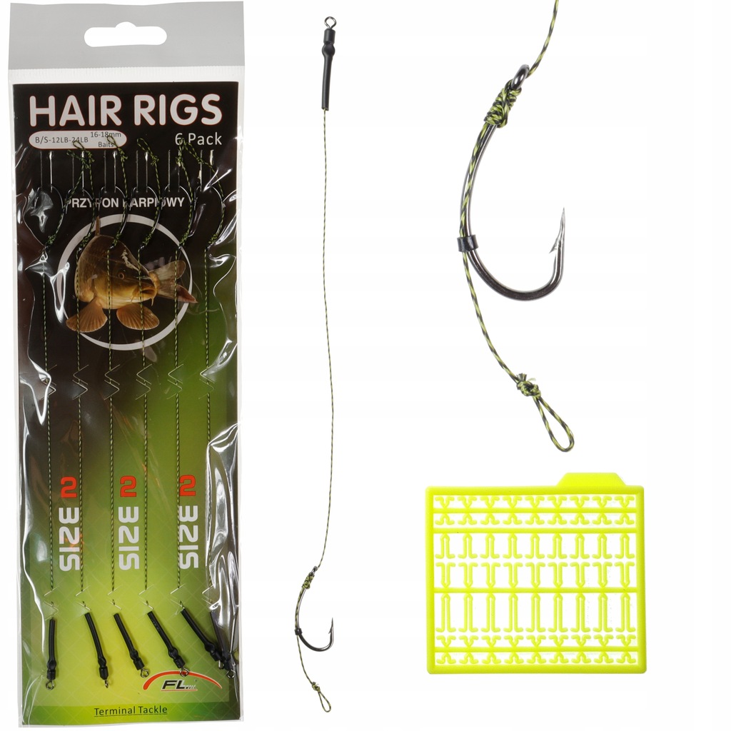 Przypony karpiowe z włosem na plecionce hak nr 2 - 12381052531 - oficjalne archiwum Allegro