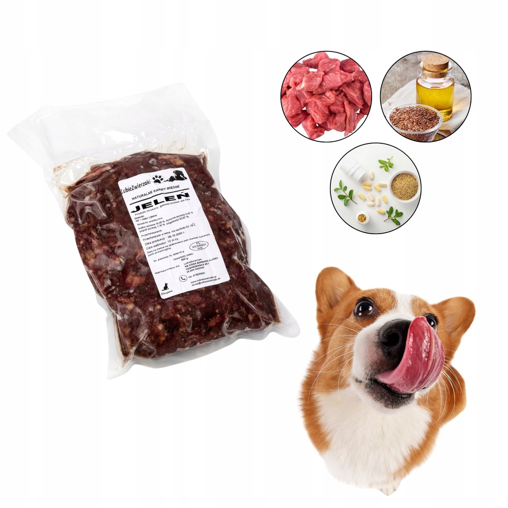 Mięso surowe mrożone karma mokra dziczyzna jeleń witaminy białko 500g BARF - 12087250213 ...