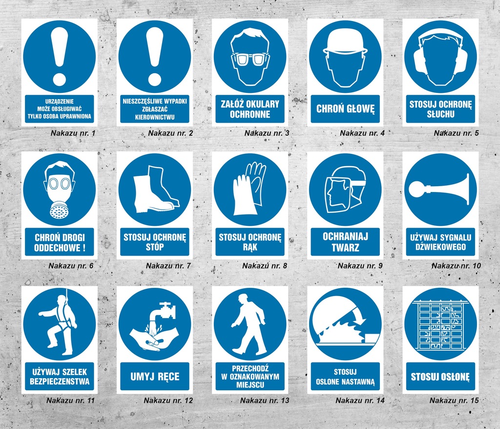 ZNAKI NAKAZU PIKTOGRAMY BHP NAKLEJKA 20x28cm - 8650255169 - oficjalne ...