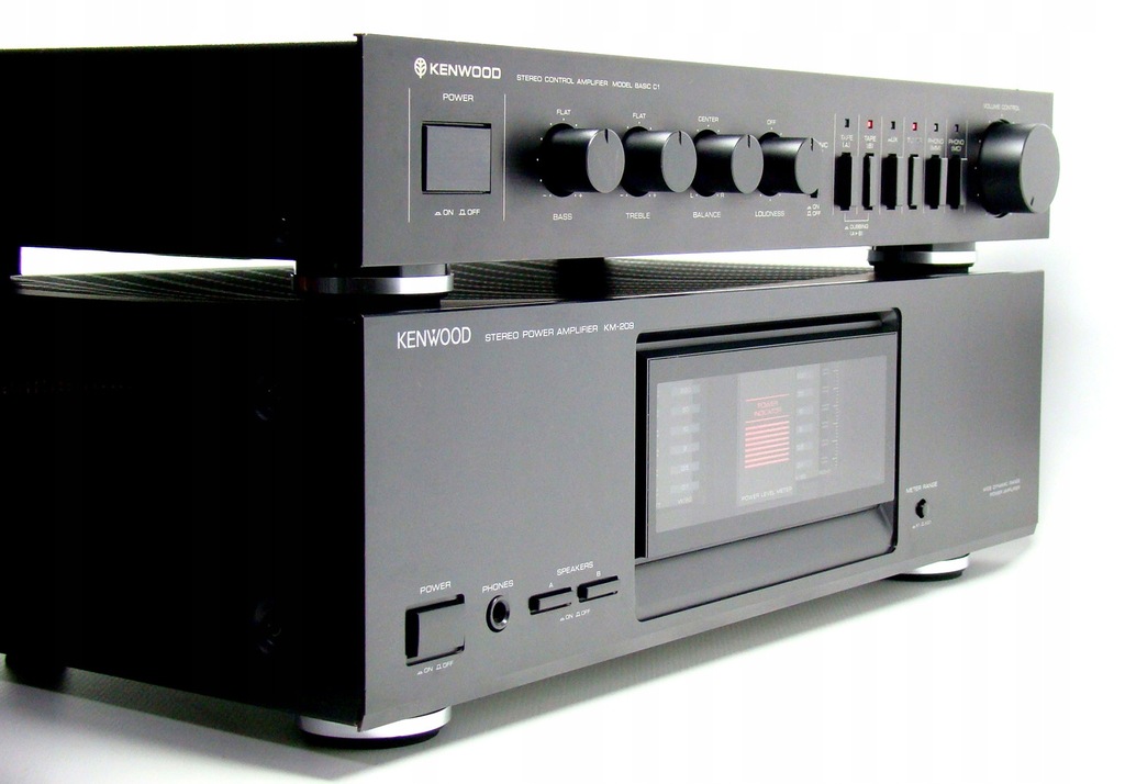 Potężny zestaw 2x155Watt/8ohm - końc. KENWOOD KM-209 + przedwzm. C1 ...