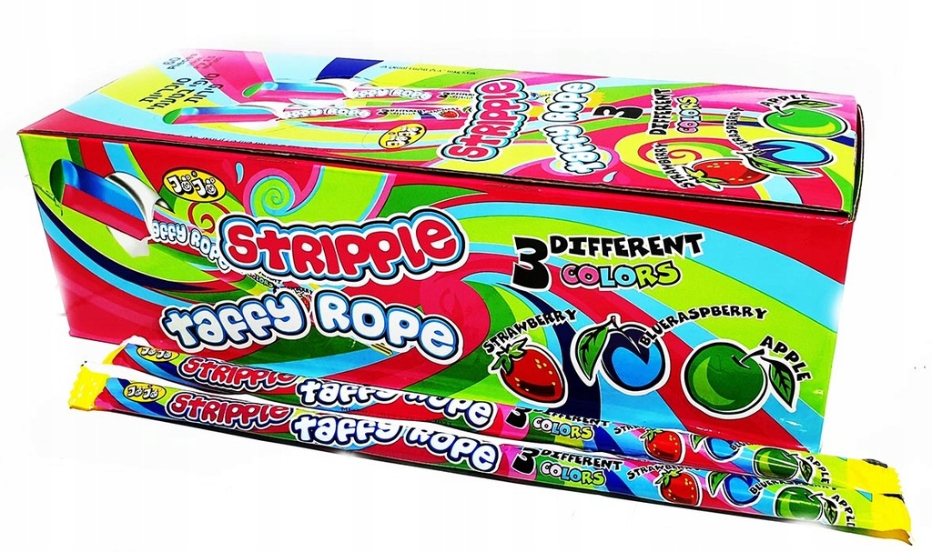 ŻELKI JOJO STRIPPLE TAFFY ROPE OWOCOWE 60 SZTUK 15 - 12570809712 ...