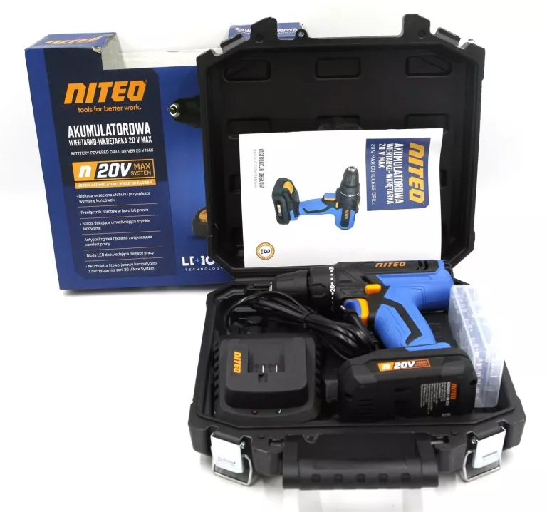 WIERTARKO WKRĘTARKA AKUMULATOROWA NITEO 20V MAX - 12236870302 - oficjalne archiwum Allegro