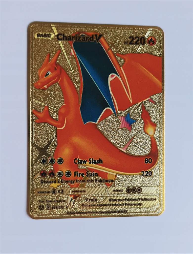 Pokemon Charizard V Złota Metalowa Karta - 12824907299 - oficjalne archiwum Allegro