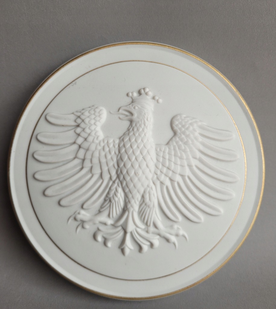 Plakieta Orzeł XIX wiek Patriotyczna Porcelana Biskwit Ćmielów Giesche ...