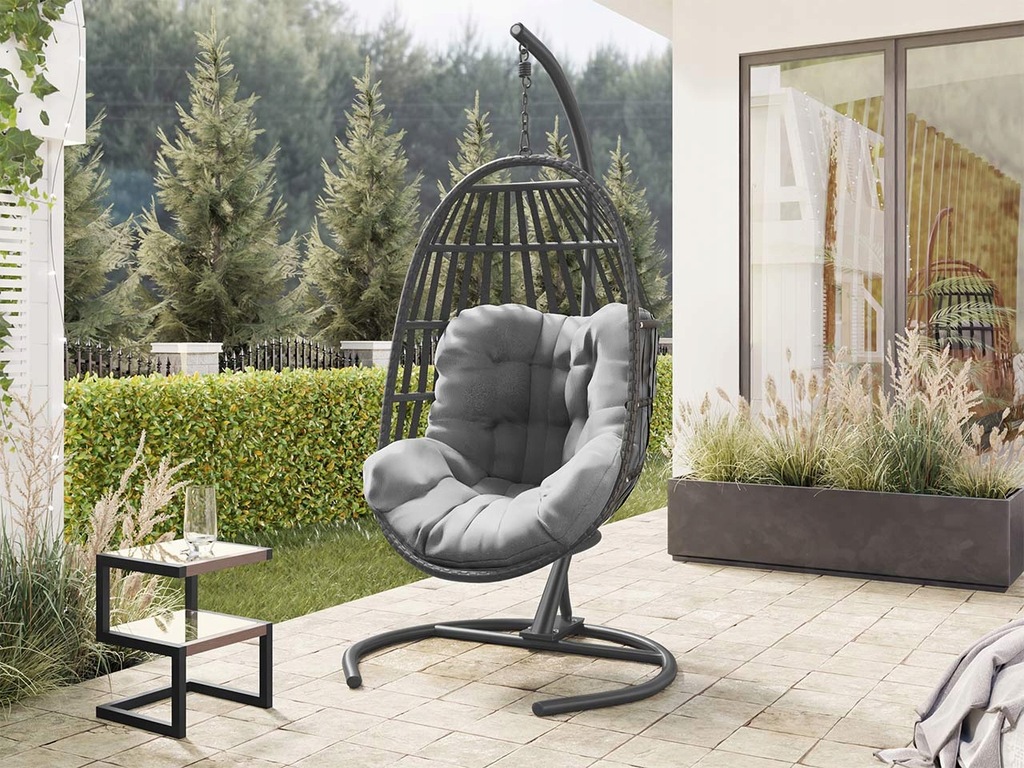 czarny Fotel wiszący wolnostojący SOLABO do ogrodu - 12058696004 - oficjalne archiwum Allegro