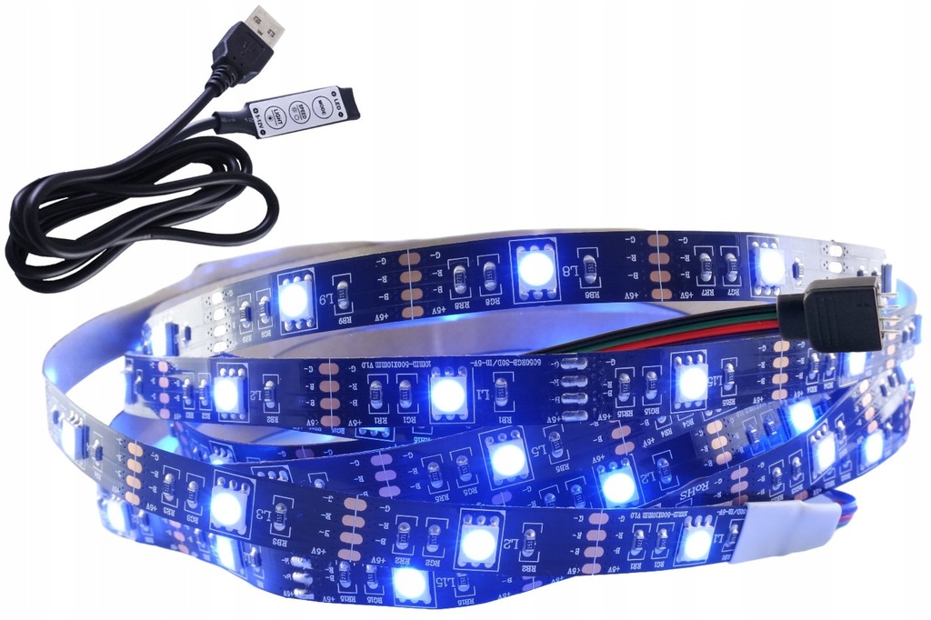 ZESTAW taśma LED RGB 5V USB podświetlenie TV 5m - 7461528868 ...