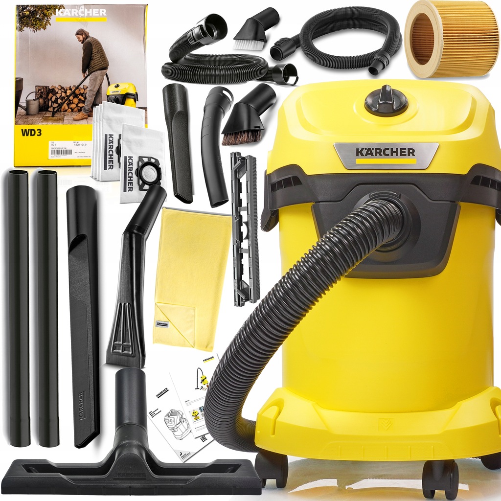 KARCHER ODKURZACZ WD3 NOWY ZESTAW DO SAMOCHODU - 11749283128 - oficjalne archiwum Allegro