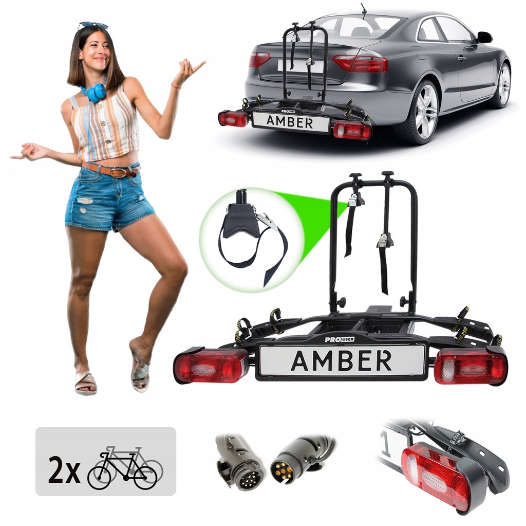 BAGAŻNIK ROWEROWY 2 UCHWYT HAK PROUSER AMBER II - 12332433763 ...