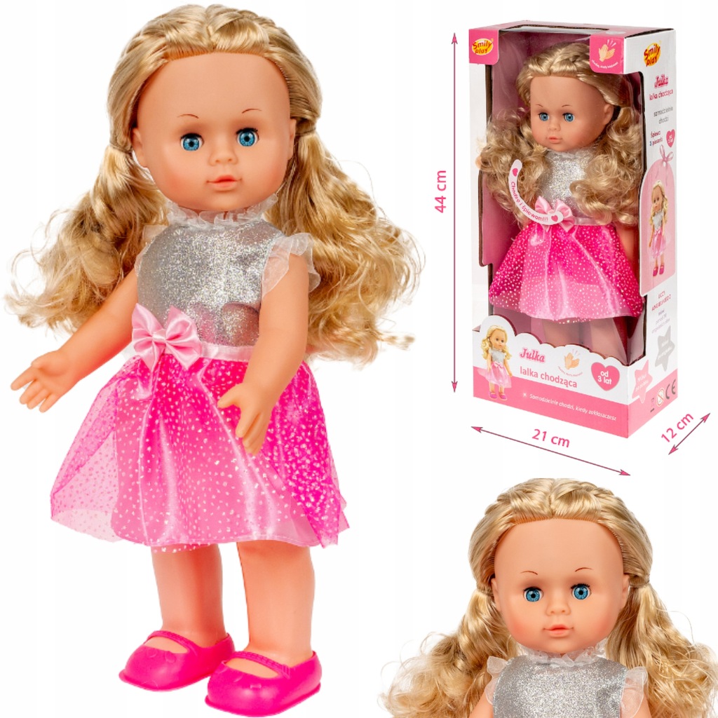 Lalka Duża Chodząca Interaktywna 40 cm Bobas z Włosami Śpiewa Mówi PL ...