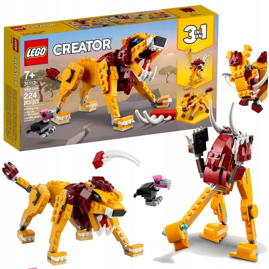 LEGO CREATOR DZIKI LEW ZWIERZĘTA ZESTAW 3W1 31112 - 13022410965 ...
