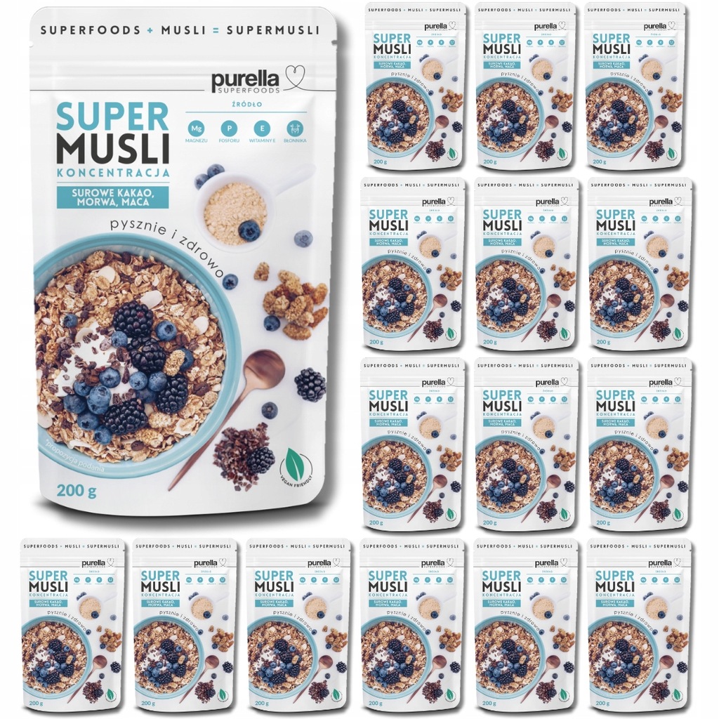 PURELLA SUPER MUSLI KONCENTRACJA Płatki kakaowo-orzechowe z morwą 200 g ...