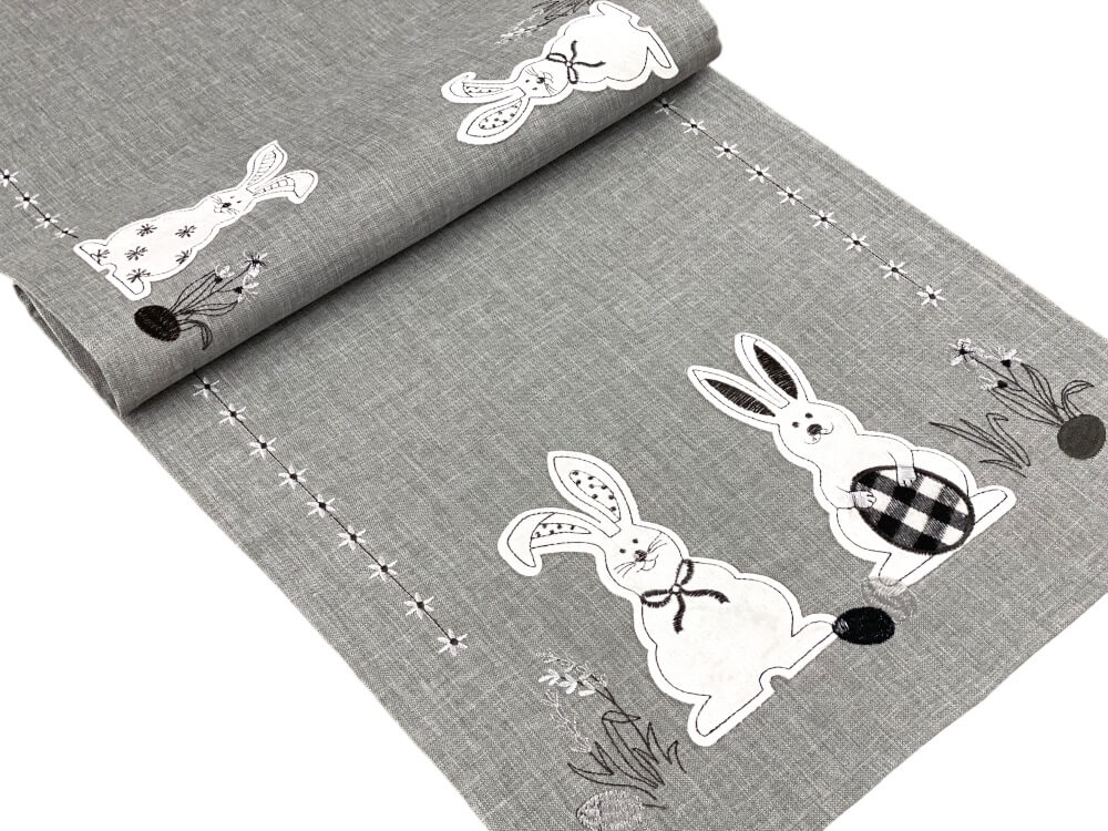 Bieżnik 40x174 cm Zajączki Wielkanocne szary - 15159060726 - oficjalne ...