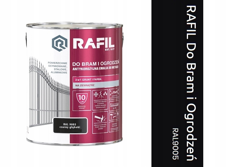 Rafil farba do BRAM OGRODZEŃ 3l czarna 9005 MAT - 11331339622 ...