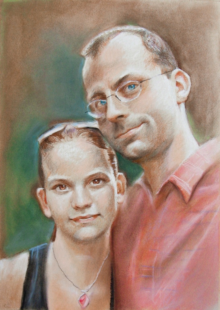 portret na zamówienie ze zdjęcia 2 osoby kolor A3 - 13558003269 ...