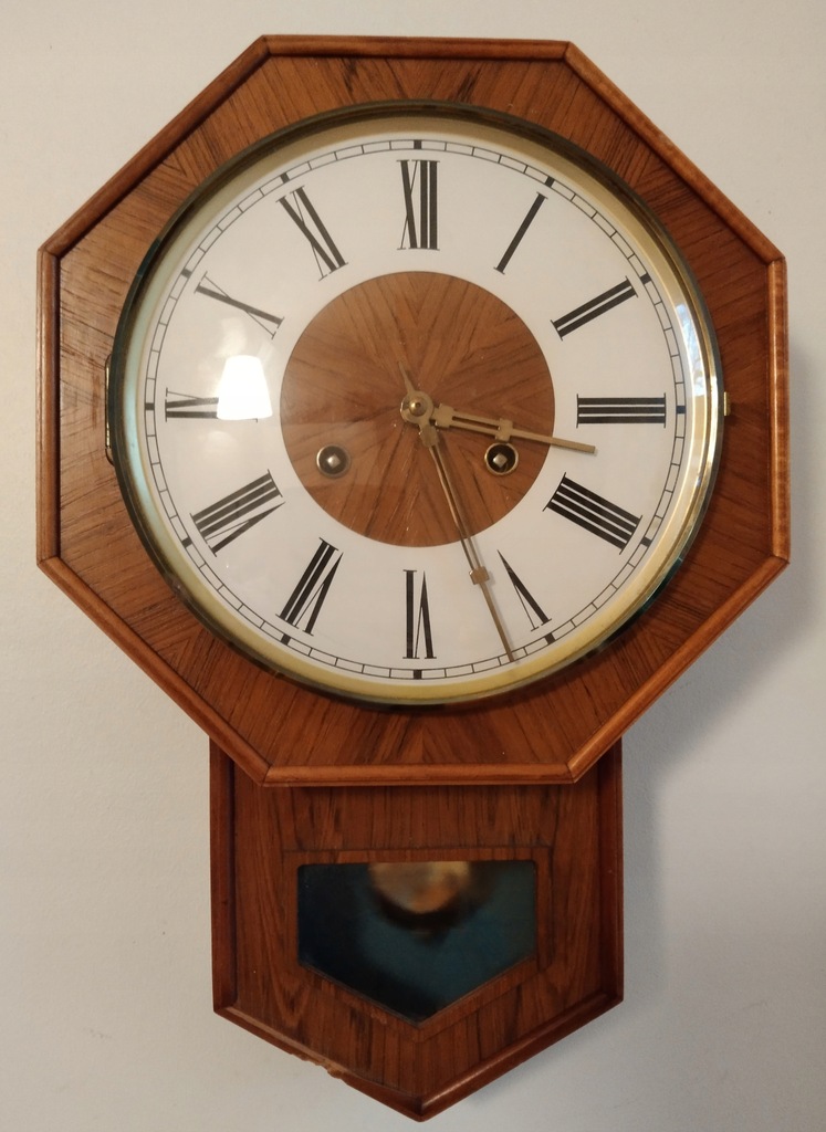 Piękny zegar wahadłowy GENFA rok 1972 sprawny do zawieszenia, kluczyk kpl - 15777065827 ...