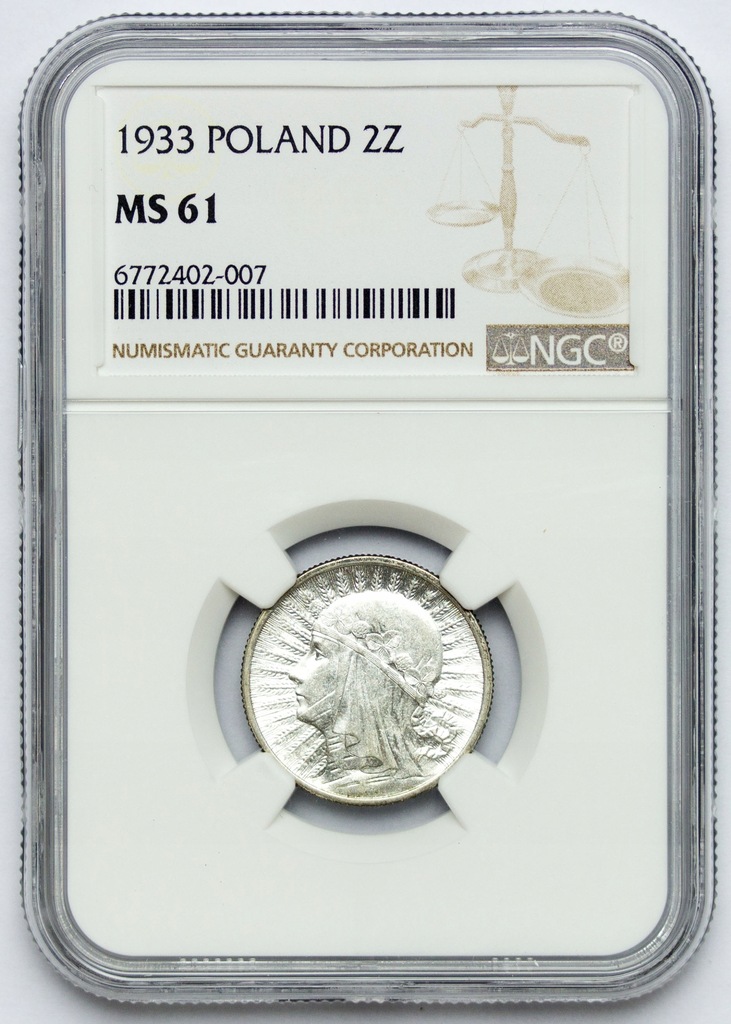 Polska, 2 złote 1933, Głowa Kobiety, NGC MS61 - 16132344351 - oficjalne archiwum Allegro