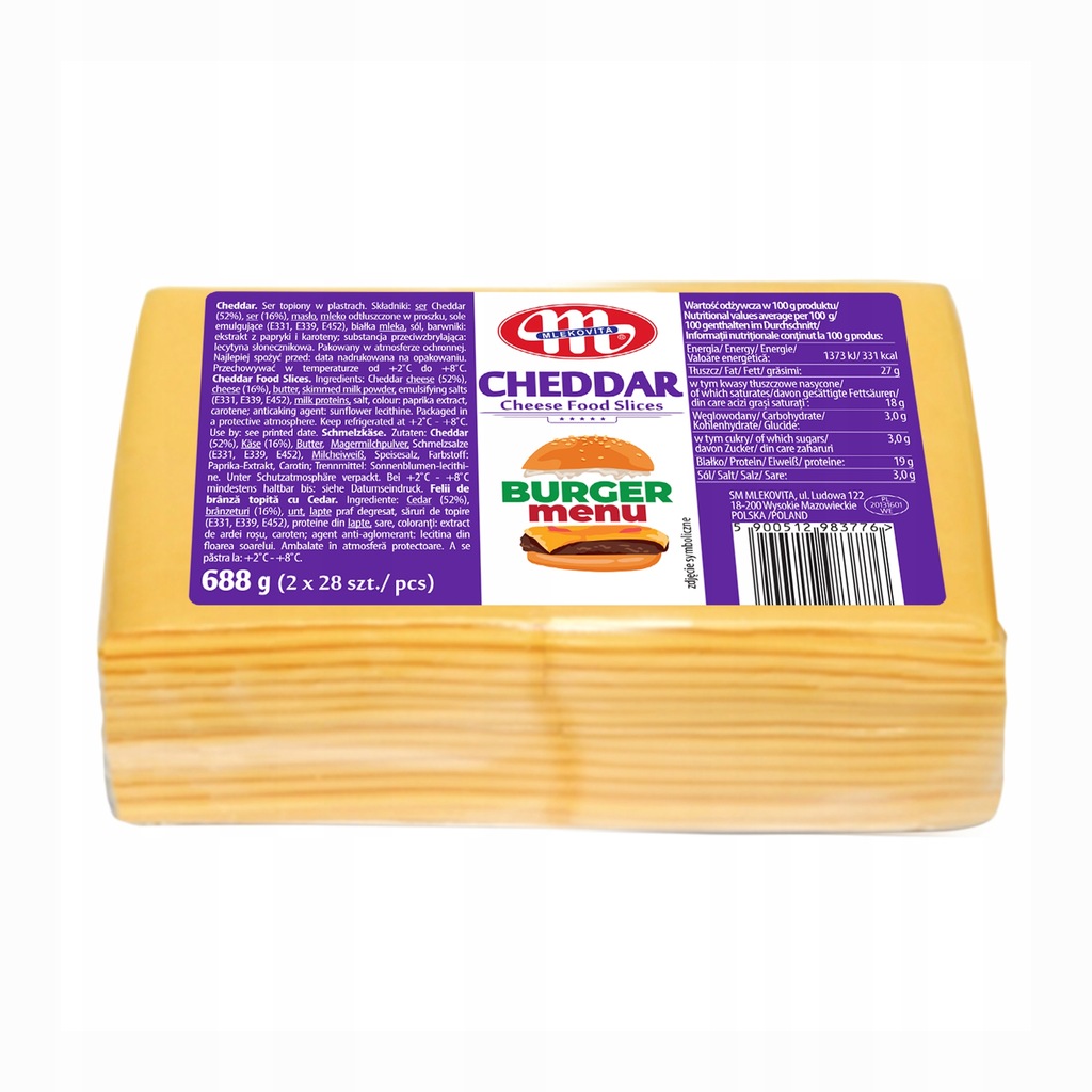 Ser Cheddar topiony w plastrach 688 g. Mlekovita - 12213363473 ...