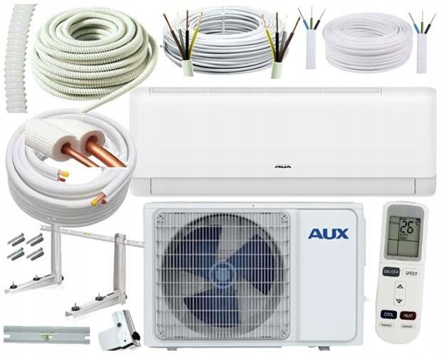 KLIMATYZATOR ŚCIENNY AUX Q-SMART PREMIUM 2,7 kW UV WiFi GRZANIE ZESTAW 3 M - 12147138808 ...