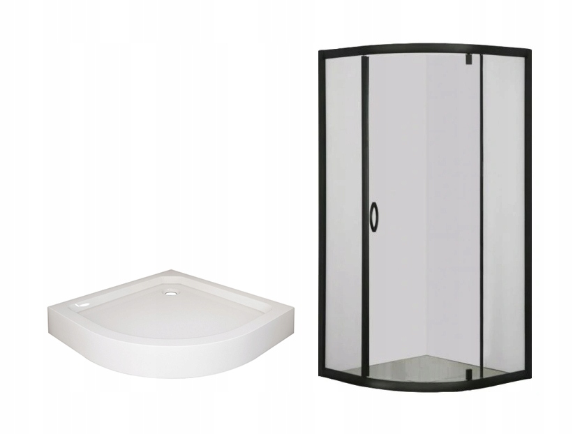 Kabina prysznicowa półokrągła 90x90 czarna brodzik - 12778267689 ...