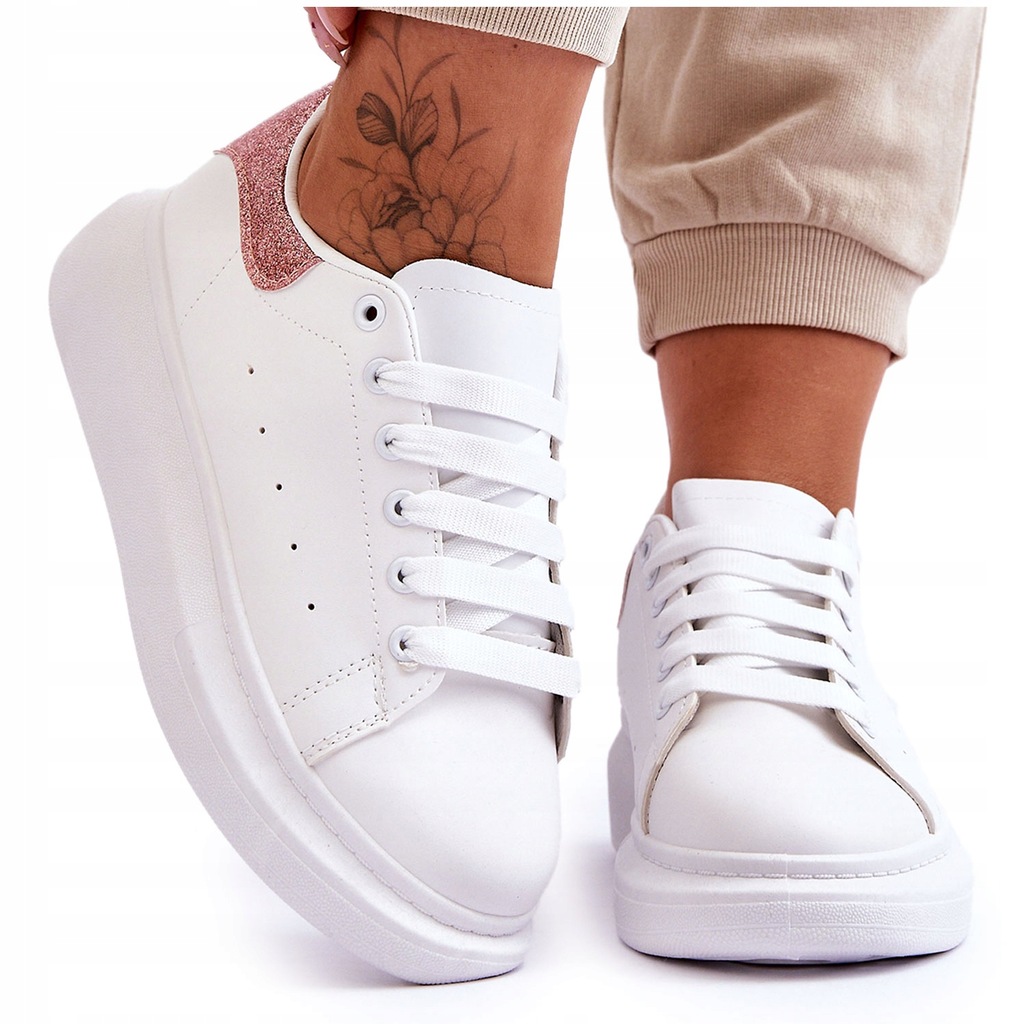 DAMSKIE BUTY SPORTOWE PLATFORMA BIAŁO-RÓŻOWE 37 - 13532841717 ...