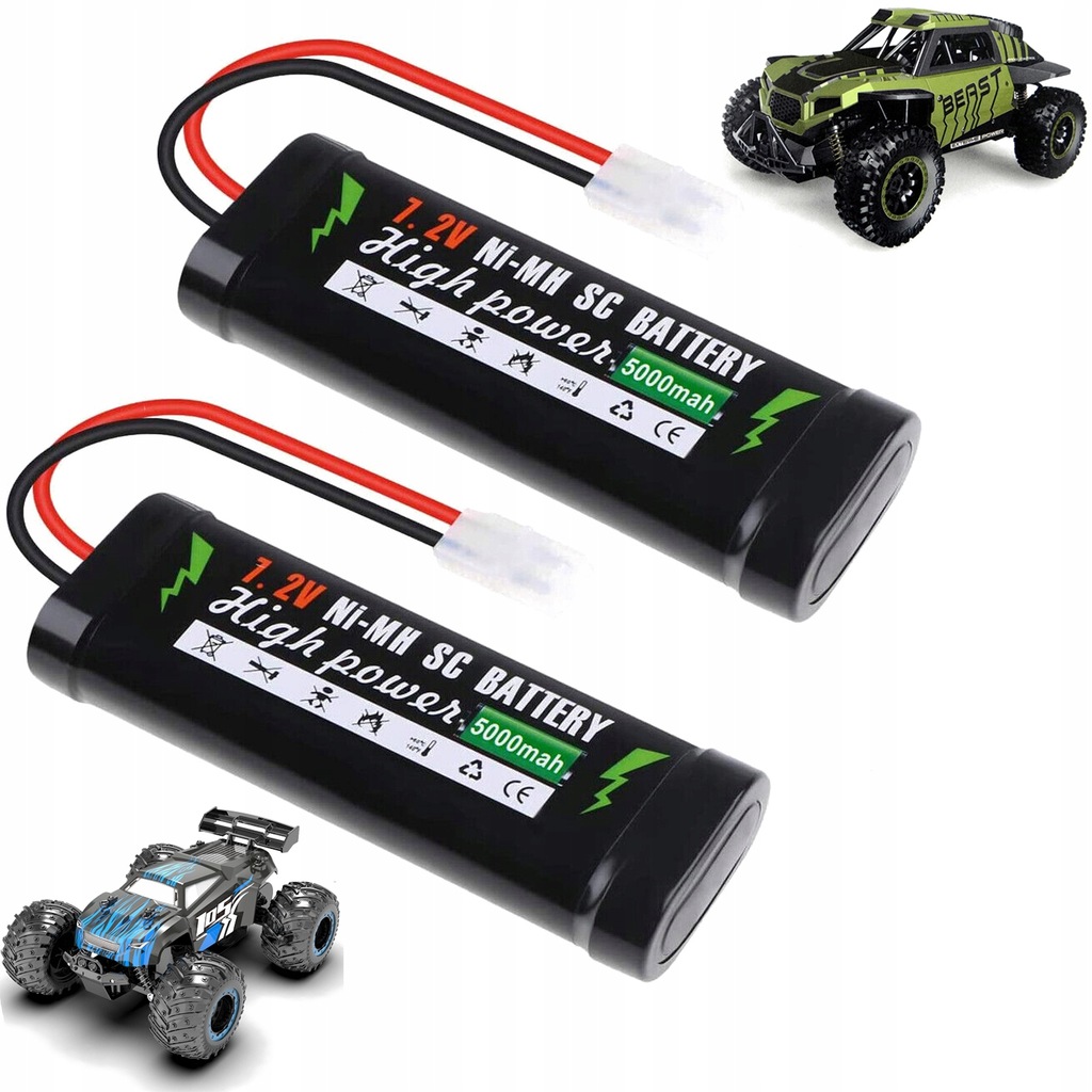AKUMULATOR 7.2V 5000mAh BATERIA NI-MH RC PACK 2SZT - 14066365790 ...