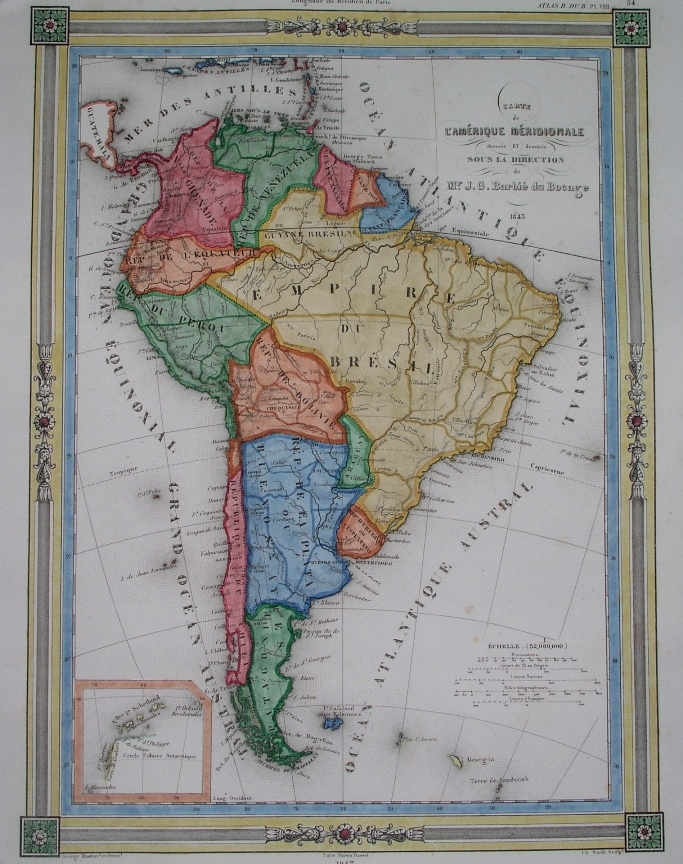 1843 oryginał MAPA AMERYKA POŁUDNIOWA PERU BOLIWIA ARGENTYNA CHILE ...