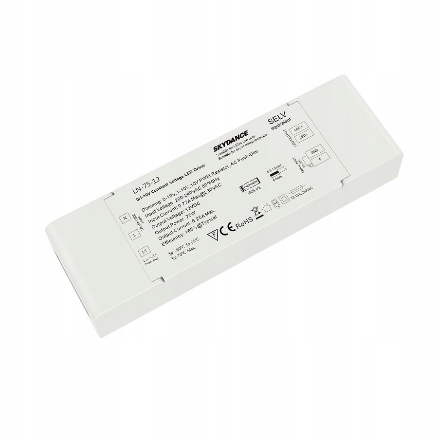 Zasilacz LED 75W 12V 6.25A ściemnialny 0-10V Push - 12397940871 ...