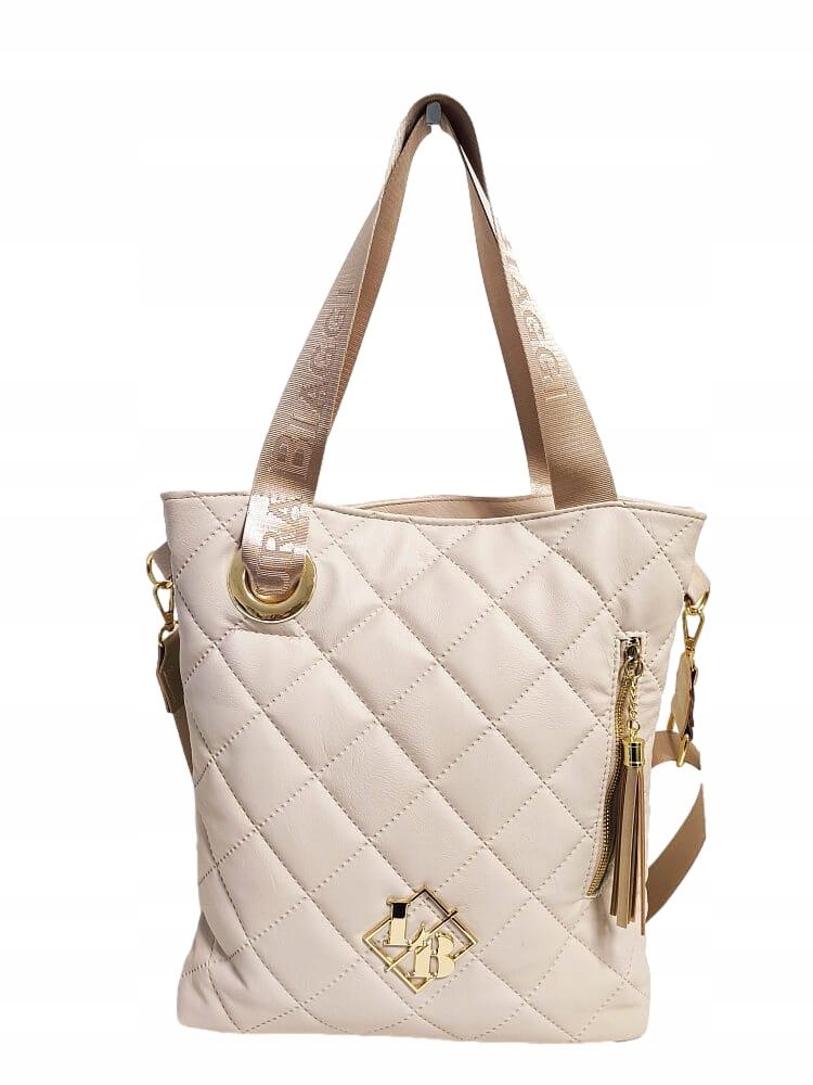 Laura Biaggi shopper beżowa pikowana - 17314654262 - oficjalne archiwum Allegro