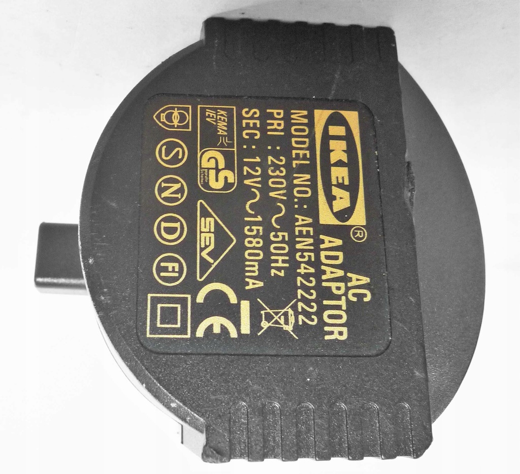 AC Adaptor IKEA 12V 1,58A złącze Din2 prąd zmienny - 12109895378 ...